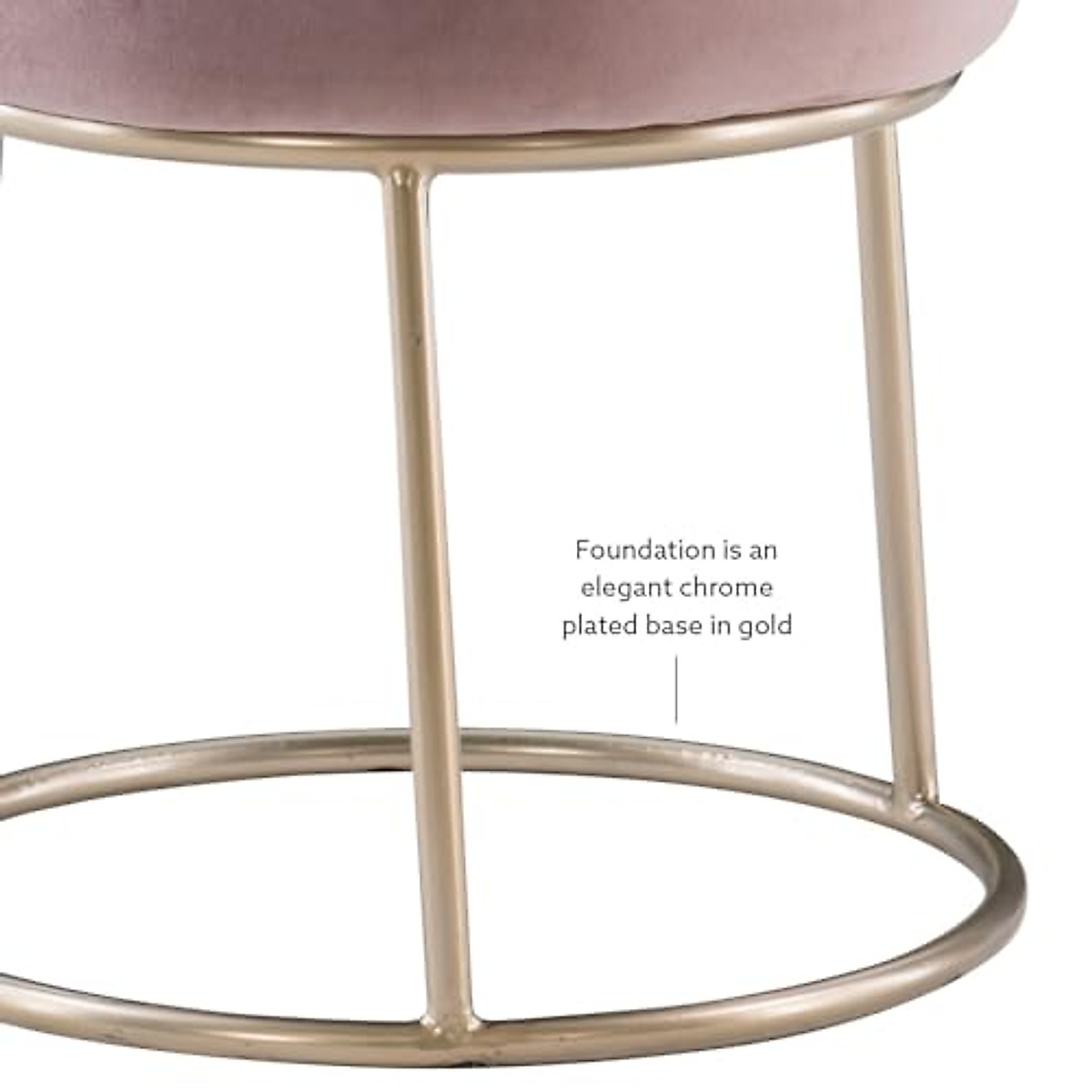 Linon Pink and Gold Vanity and Accent Dalilah Stool