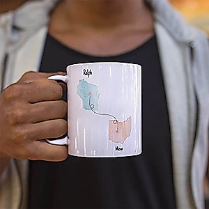 Trend Setters State to State 11 Oz Coffee Mug – Choose Up to 4 States to Connect, Add Names and Quote – Long Distance Family, Friendship or Relationship – Perfect for Gifting or Collecting