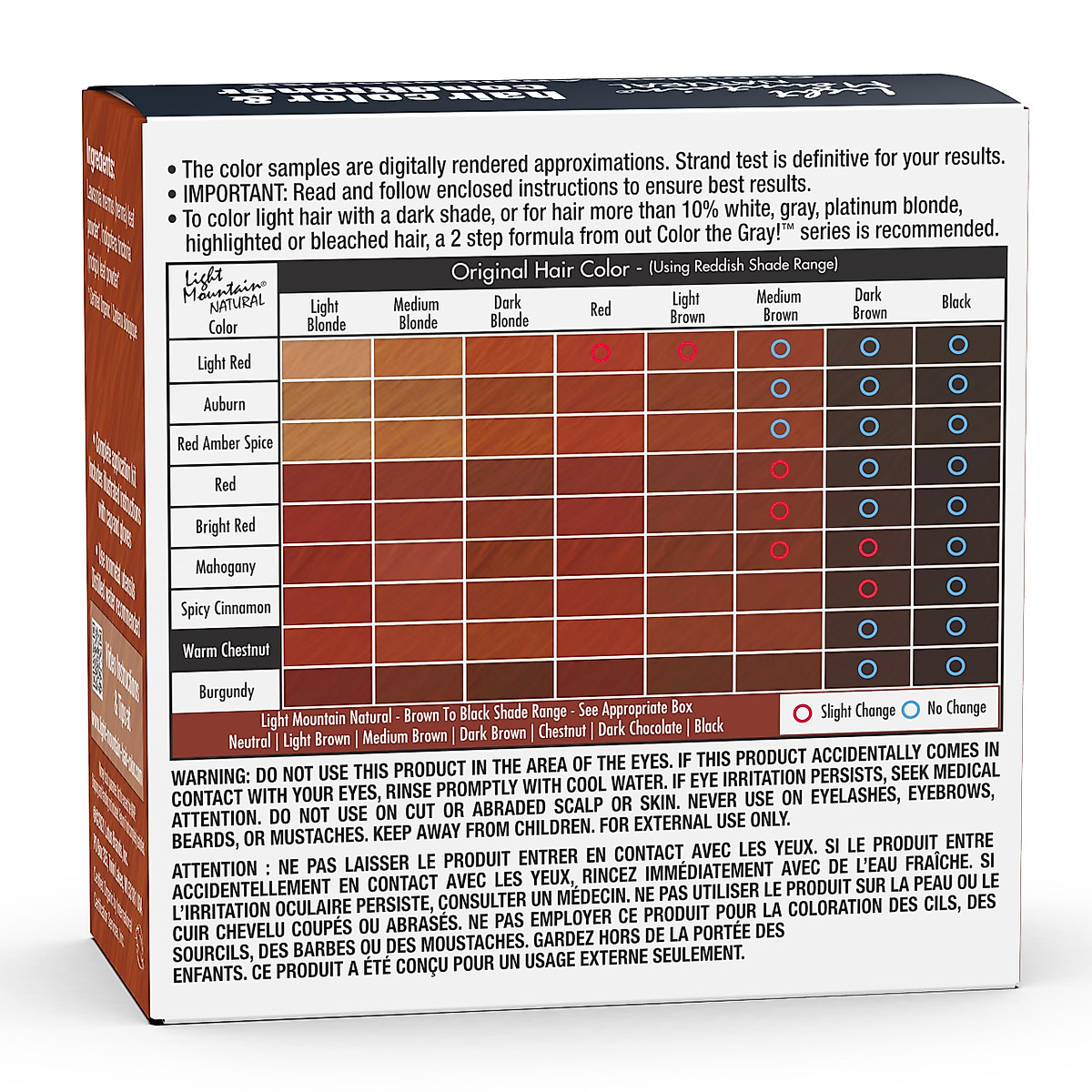 Light Mountain Henna Hair Color & Conditioner - Warm Chestnut Hair Dye for Men/Women, Organic Henna Leaf Powder and Botanicals, Chemical-Free, Semi-Permanent Hair Color, 4 Oz