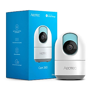 Aeotec SmartThings Camera, Cam 360, 360° x 96° Full Room Coverage, Sound Detection, Motion Detection, Privacy Feature, Free Cloud Storage Included