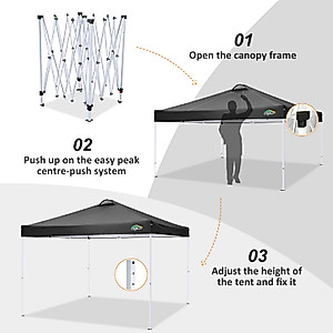 COBIZI 10x10 Ez Pop Up Canopy Tent with 4 Sidewalls Commercial Instant Gazebo Tents for Parties,Waterproof Adjustable Outdoor Patio 10x10 Heavy Duty Canopy Party Tent with 4 Sand Bags,8 Stakes(Black)