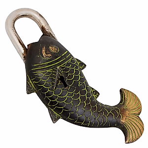 Functional Brass Fish Pad Lock is 2.5" Width and 7" Collectible Locks