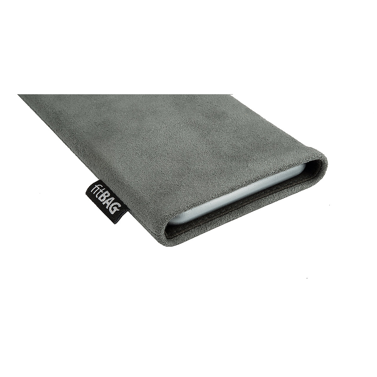 fitBAG Classic Gray Custom Tailored Sleeve for Xiaomi Redmi Note 6 Pro | Made in Germany | Genuine Alcantara Pouch case Cover with Microfibre Lining for Display Cleaning