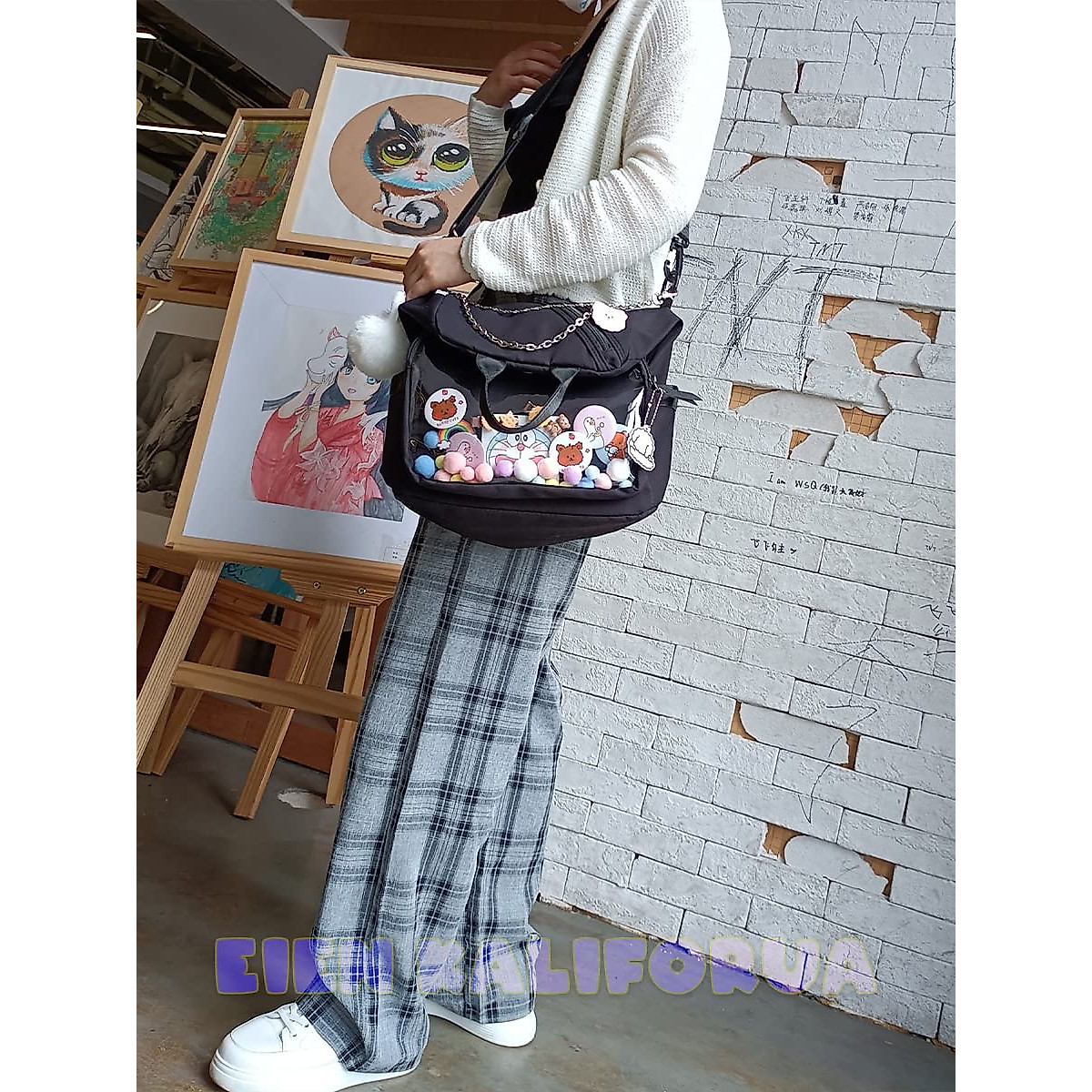 Eien Kaliforua Ita Bag Cute Ita Bag Backpack Kawaii Pins Display Backpack 3 Way Anime School Bag