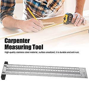 Ultra Precision Marking T-Rule Hole Ruler Stainless Scribing Mark Carpenter Line Gauge Carpenter Measuring Tool(12 inches)