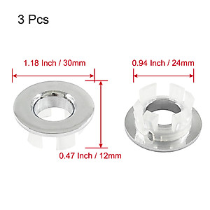 Aracombie Brushed Nickel Sink Overflow Ring, Kitchen Bathroom Sink Hole Round Overflow Cover with Kitchen Bathroom Basin Trim Bath Chrome Overflow Cover Rings Insert in Hole Spares - 3 Pack