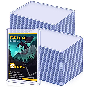 32 Count Topload Card Holder, Sooez 35PT Topload Card Protector, 3" x 4" Hard Plastic Card Sleeves, Baseball Card Protector, Rigid Toploading Card Case for Collectible Trading Sports Cards