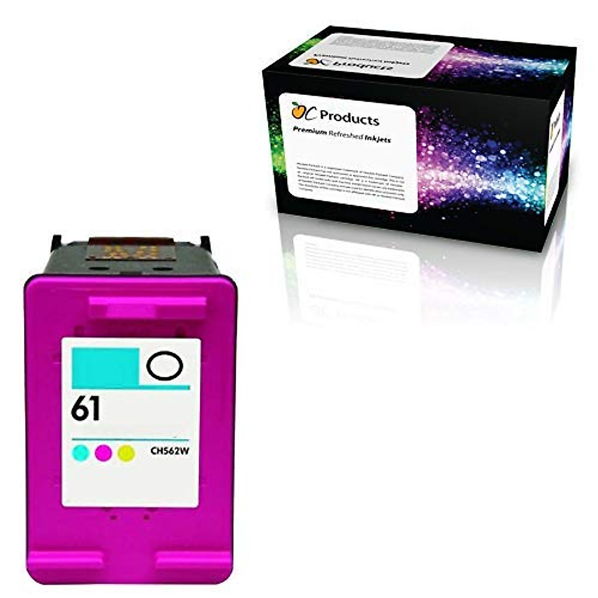 OCProducts Refilled HP 61 Color Ink Cartridge Replacement for HP Envy 4500 5530 Deskjet 1010 3050 2540 2050 Officejet 2620 Printers (1 Color)