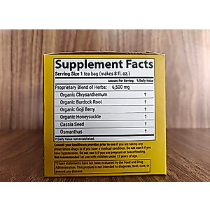 Tejovial Chrysanthemum Cassia Seed Tea Bags – Natural Liver Cleanse Detox & Repair Tea with Burdock Root, Osmanthus, Goji Berries, Honeysuckle –18 Herbal Tea Bags, 4.13 Oz Sugar Free Liver Detox Tea