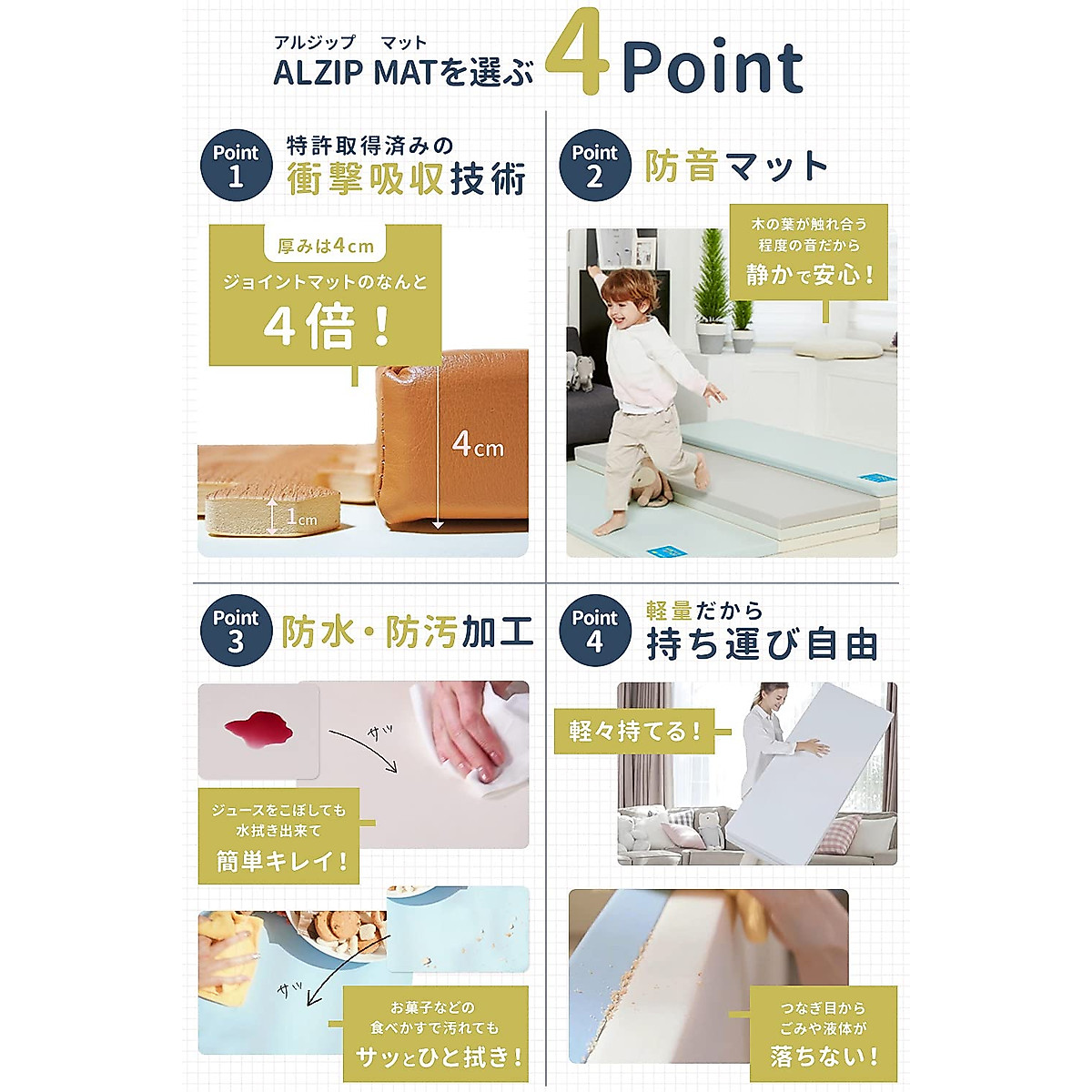 ALZIP MAT Eco Silion Urban, Folding Baby Play Mat Eco-Friendly Non-Toxic Non-Slip Reversible Waterproof (G (79x55 inch), Milk)