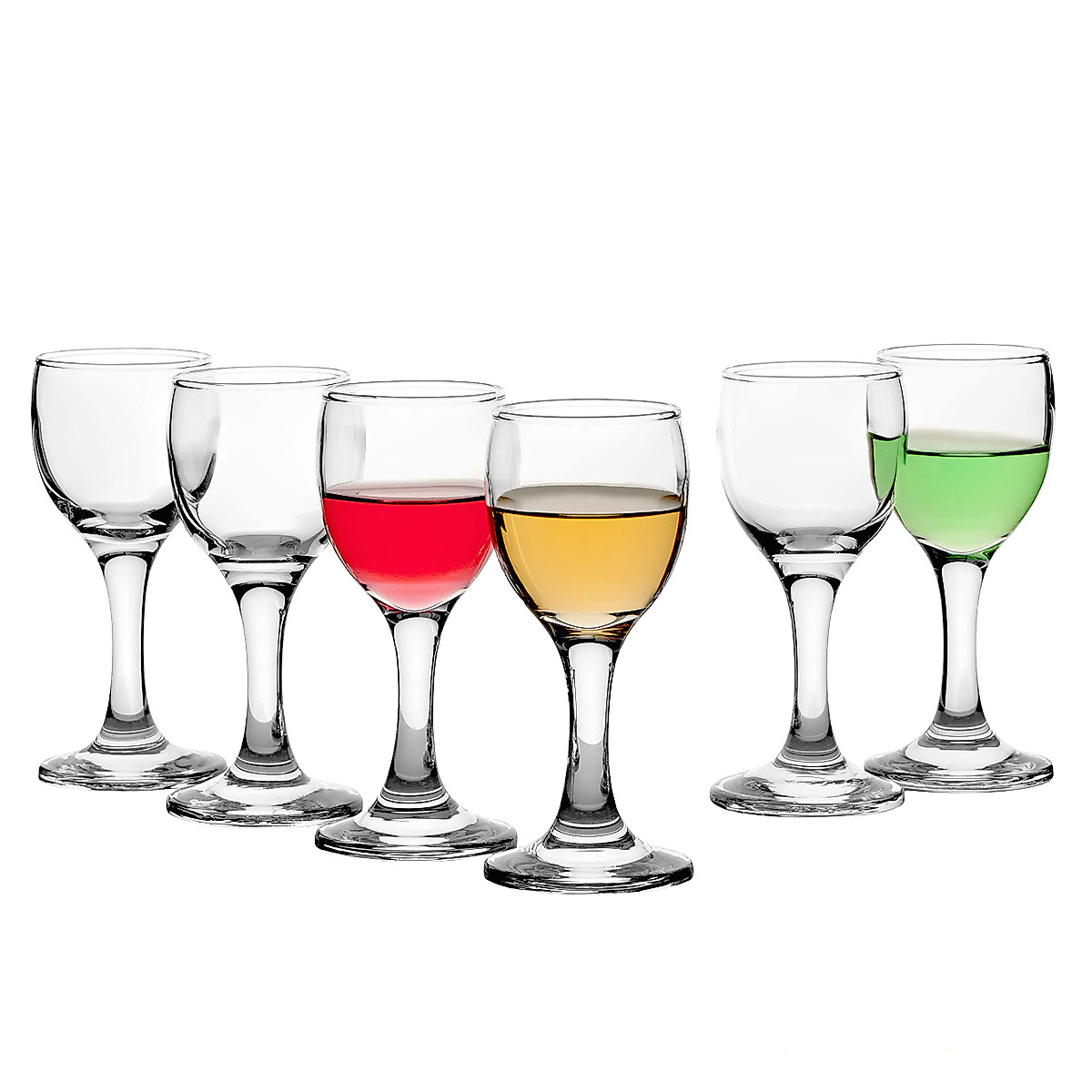 Pasabahce Premimum Shot Glasses Set of 6 - Bistro Cordial & Liqueur Extra Mini Glasses 2 oz (60 cc) - Mini Wine Glasses - Uniqe Desing Goblet - Crystal Tasting Glasses - Perfect for Parties, Gifts