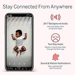 Nanit Plus - Smart Baby Monitor and Wall Mount: Camera with HD Video & Audio - Sleep Tracking - Night Vision - Temperature & Humidity Sensors and Two-Way Audio