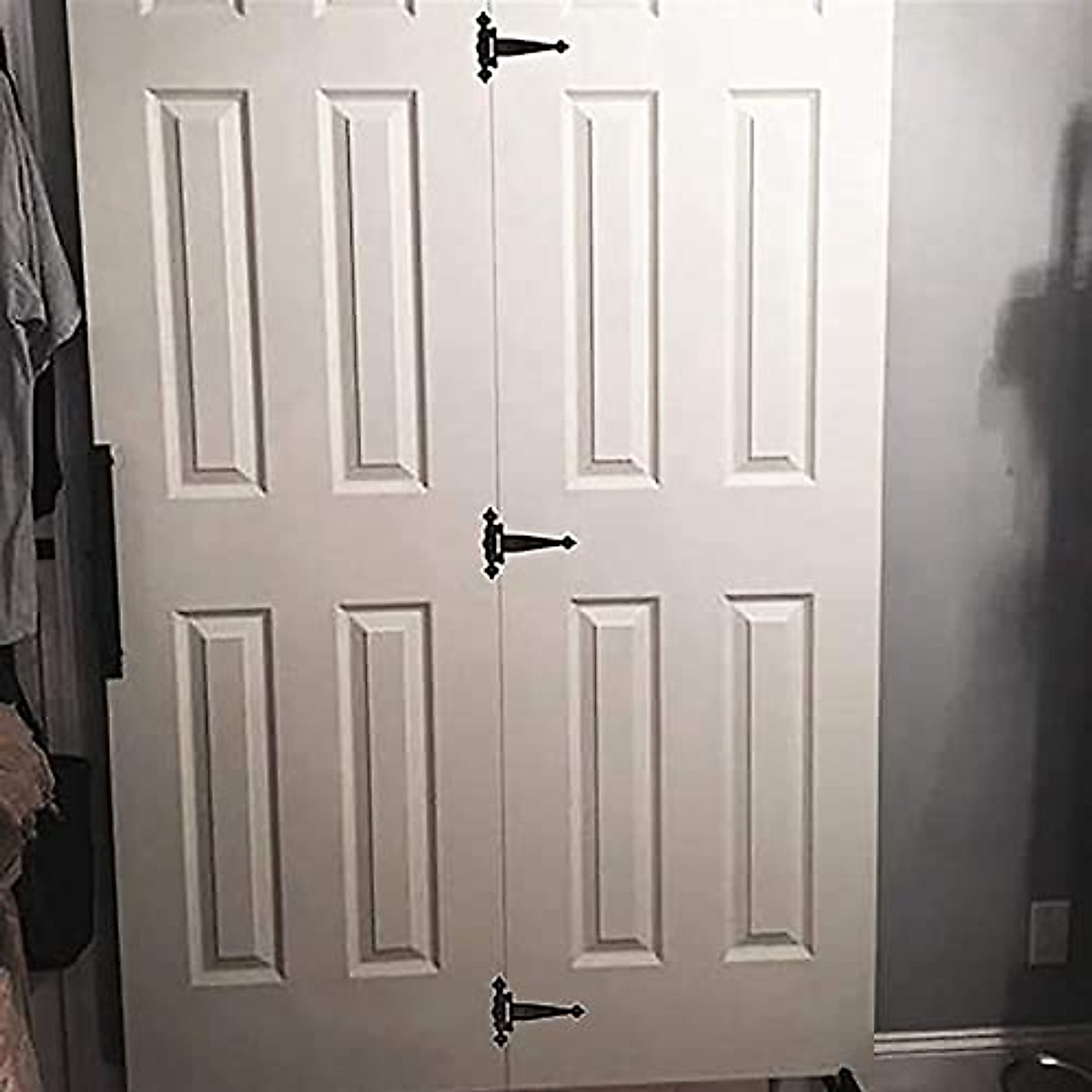 Garden Gate Hinges,Tee Shed Hinge, 4pc 6 Inch T-Shaped Flower Hinge, Slotted Bearing Door Paint Hinge for Wood Fence Decoration Classic Hinge with Screws Hinges