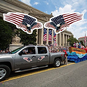 Reflective American Eagle Magnet for Car Waterproof Patriotic Waving USA Flag Magnetic for Auto Truck Vehicle – 10.78" x 5.6" for Military Memorial Day Patriots Veterans Day 4th of July