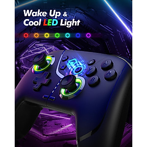 Wireless Switch Pro Controller for Nintendo Switch/Lite/OLED, Bluetooth Gaming Controller for iPhone/Android/Phone/PC/Steam/Mac/iOS/iPad/TV with Programmable/Vibration/Motion Control/Turbo/Wakeup/RGB