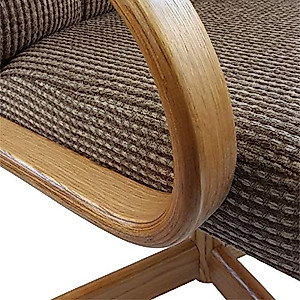 Caster Chair Company Casual Rolling Caster Dining Chair with Swivel Tilt in Honey Oak Wood with Caramel Fabric Seat and Back (1 Chair)