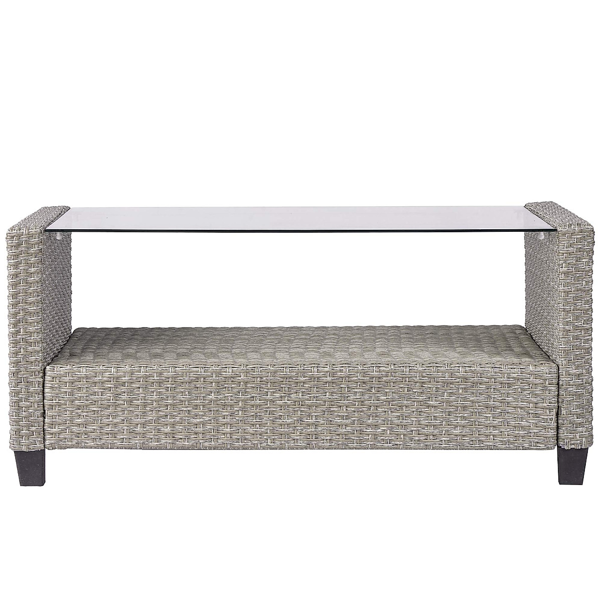 Merax 4 Piece Outdoor Patio Furniture Sets Conversation Set Wicker Ratten Sectional Sofa with Seat Cushions