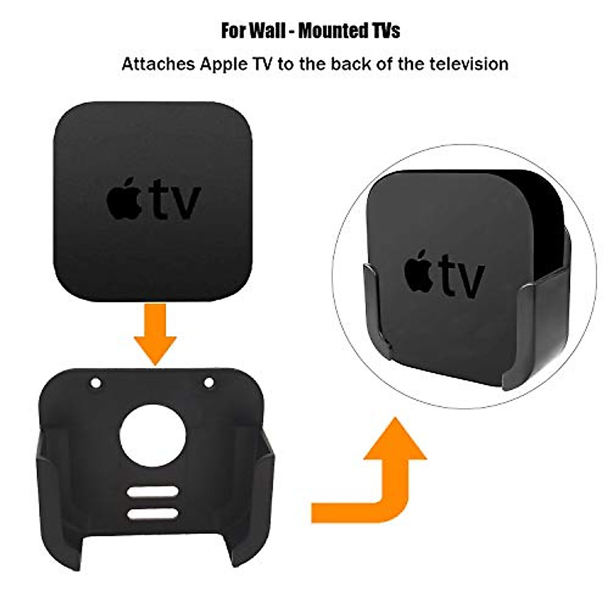 Wall Mount Bracket Compatible with Apple TV 4K 5th and 4th Generation - HJYuan TV Mount Holder with Black Siri Remote Silicone Protective Case Cover Compatible with Apple TV 4K 5th and 4th Gen