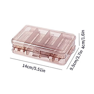 AEIOFU Jewelry Organizer Box Clear Plastic Dividers Crafts Storage Tool Transparent Brown Grids Storage Box Plastic Jewelry Box Nail Art Storage Box.