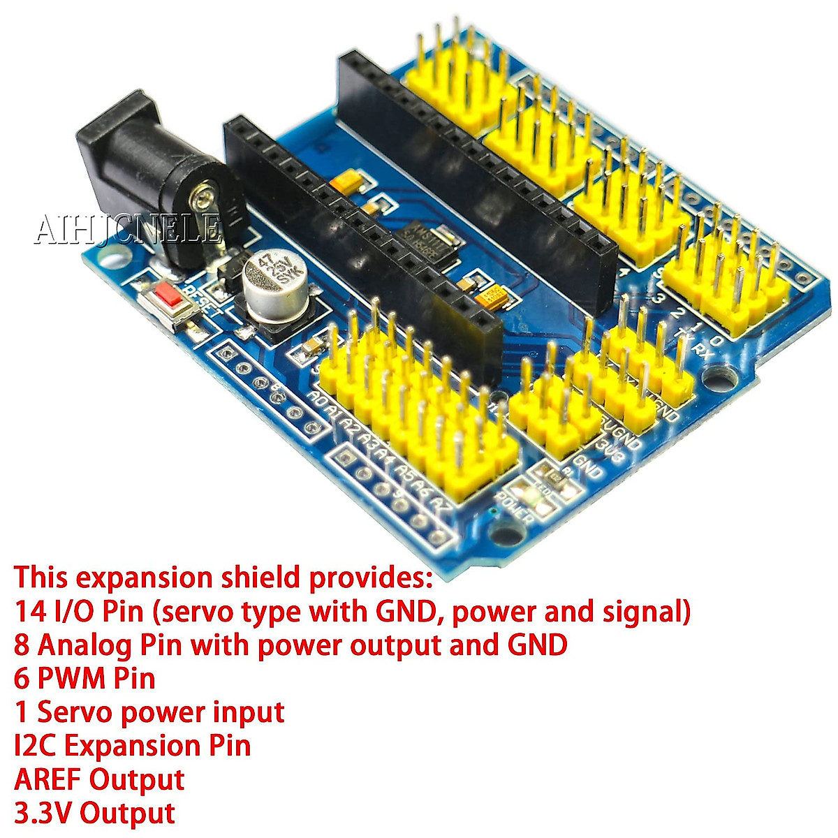 AIHJCNELE 2pcs Nano I/O Expansion Board Extension Shield for Nano V3.0 UNO R3 R1 Pro Duemilanove Nano I O Sensor Shield Module Nano UNO Multipurpose Expansion PCB with Dupont Cable Wire Kits