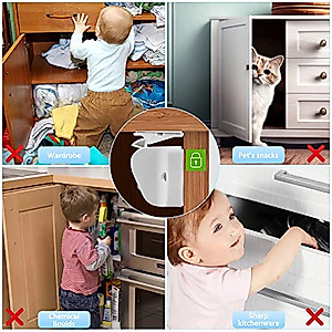 Child Magnetic Cabinet Locks (10 Locks and 2 Keys) -Baby Proofing Cabinet Latch Locks with Lighting Function, Fit Most Cabinets and Drawers