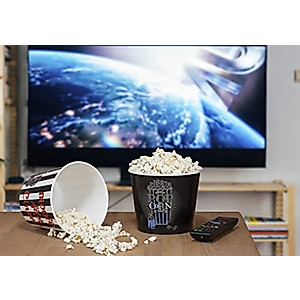 Red Co. Set of 4 Nesting Movie Theater Themed Popcorn Buckets with Individual Designs - 2 Quarts Each (Movie Night Pack)