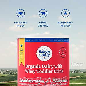Baby's Only Organic Dairy with Whey Toddler Drink, Milk Powder with Extra Whey Protein, Iron, Vitamin D, Toddlers 12 Months Old and Up, Organic Toddler Drink, Easy to Digest, 12.7 oz, 6 Pack