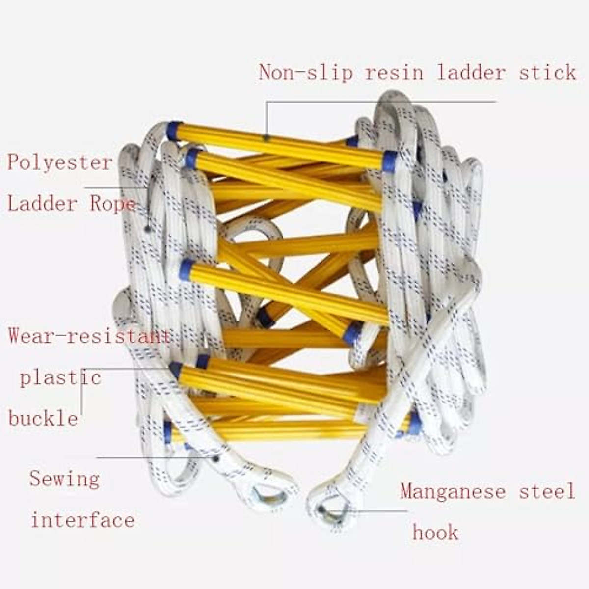 Rescue Ladder - Reusable Emergency Ladders, Safety Escape Rope Ladder, for 2-3 Story Home Window Balcony Railing Treehouse (Size : 8M)