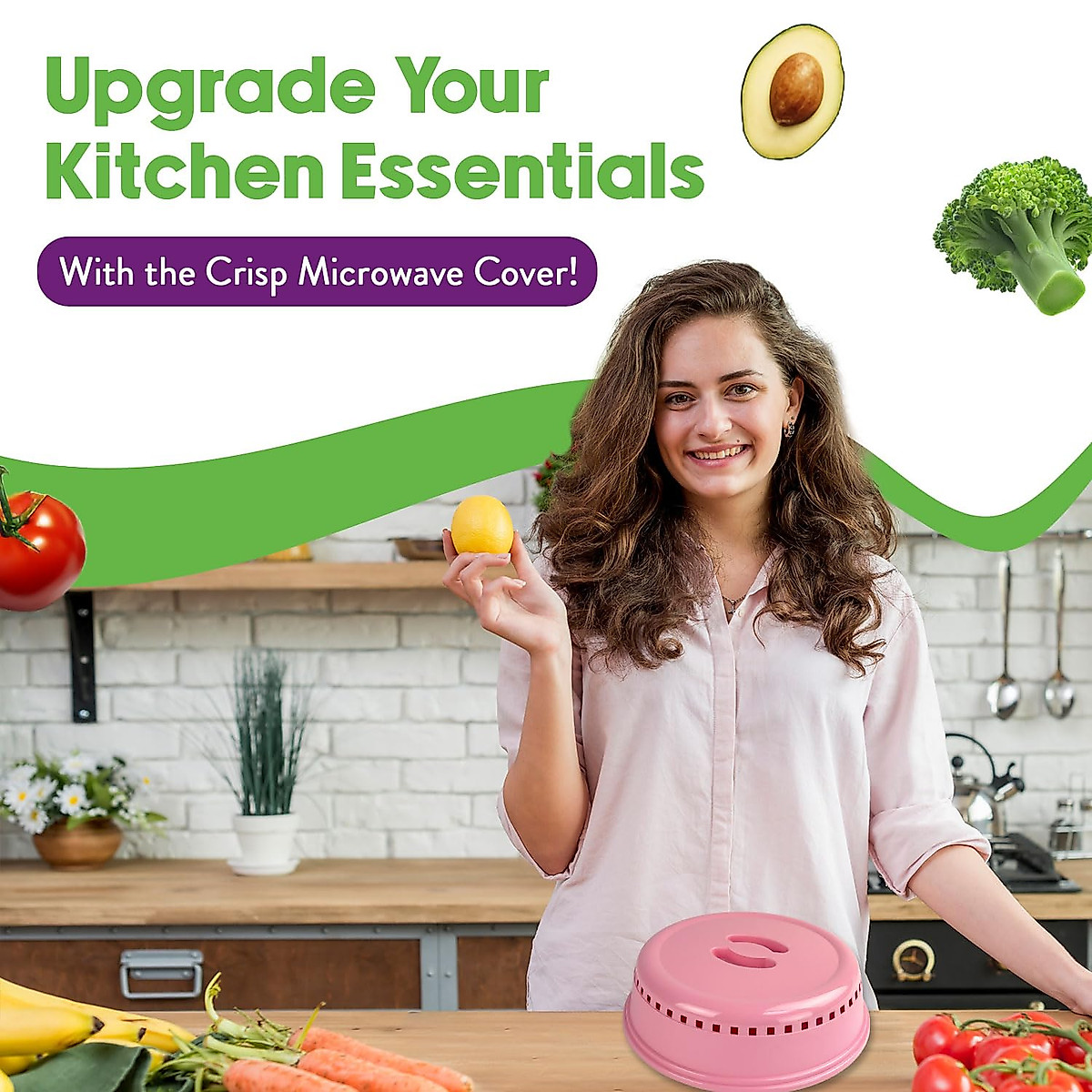 Crisp Pink Microwave Splatter Cover – Microwave Cover for Food, Plates & More – Splatter-Proof Microwave Lid & Accessories – Durable Food Cover for Microwave Oven – Easy-Clean Microwave Dish Cover