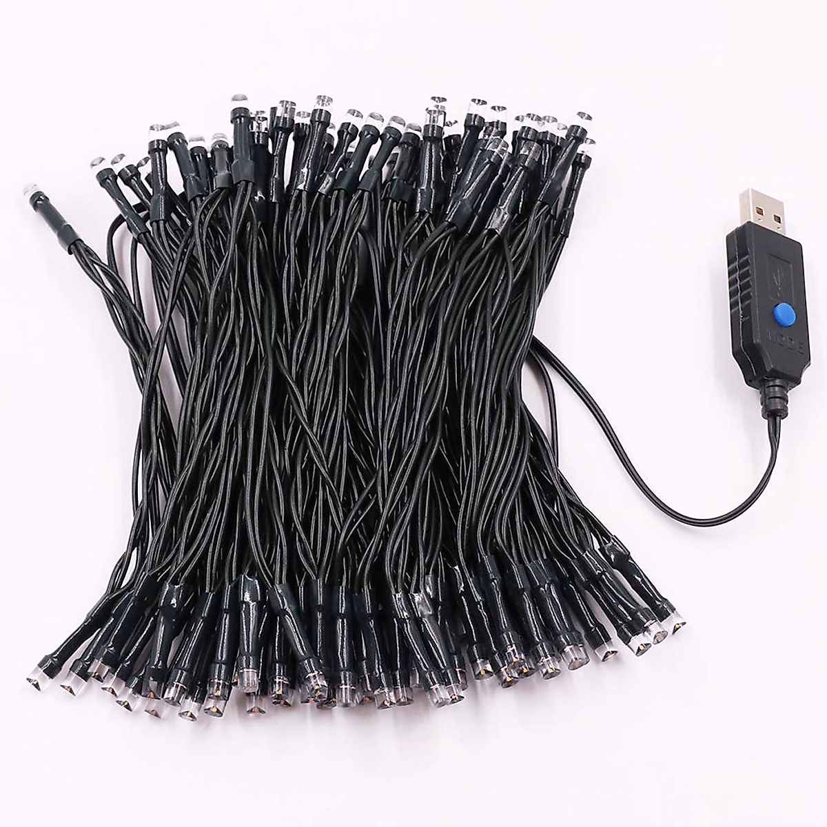 XUNATA Waterproof String Lights Outdoor, 50 LEDs 33ft Starry USB Powered 8 Modes Setting Light, for Indoor Outdoor Wall Decoration Wedding Party Home Garden(Blue)