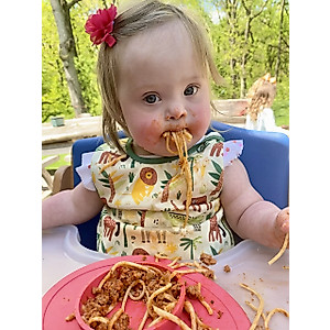 BapronBaby Safari Bapron - No Neck Tie Safer Bib for Baby & Toddler - Soft Waterproof Stain Resistant - Machine Washable - Sz Baby/Toddler 6m-3T