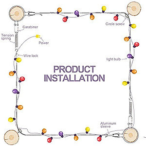 ANDOT Outdoor Hanging Light Kit, 1/16Inch,7x7, 130ft Globe String Lights Suspension Kit, 304 Stainless Steel Cable,String Lights Outdoor Rope Perfect for Patio, Garden