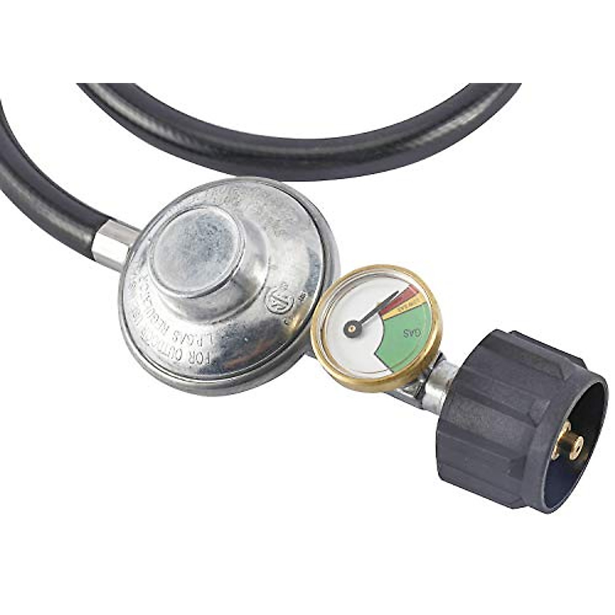 Toolly 3 Feet Propane Regulator Hose with Propane Tank Gauge Universal Grill Regulator Replacement Parts, QCC1 Hose and Regulator for Most LP Gas Grill, Heater and Fire Pit Table