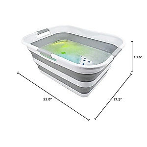 Collpasible Laundry Basket (42L Collapsible Laundry Basket (White/Grey))