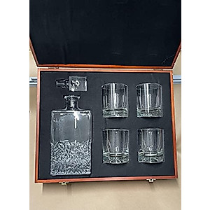 Decanter Set For Men Personalized, Engraved Decanter Set With Glasses, Engraved Decanter Set, Personalized Decanter Set And Glasses With Beautiful Engraved Gray Coasters