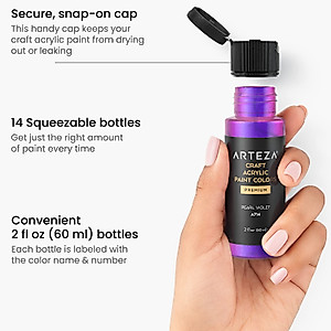 Arteza Pearlescent Acrylic Paint Set of 14, 2 fl oz Bottles, Quick-Drying Pearl Craft Paint, Art Supplies for Paper, Canvas, Wood, Glass Paper