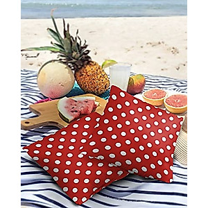 Vandarllin Outdoor Throw Pillows Covers 18X18 Set of 2 Waterproof Polka Dot Decorative Zippered Lumbar Cushion Covers for Patio Furniture, Geometric Pattern Red