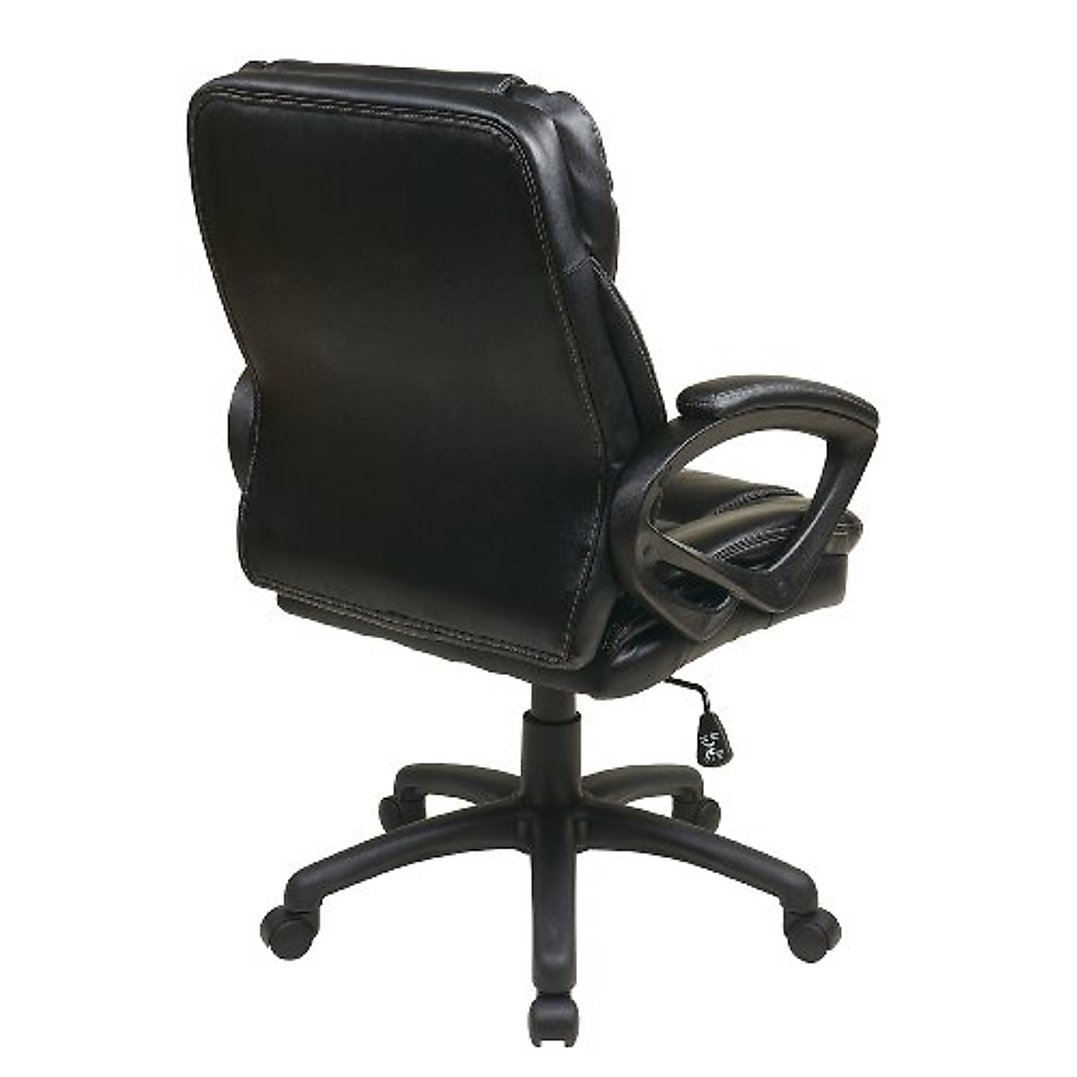 Office Star FL Series Faux Leather Manager's Adjustable Office Chair with Lumbar Support and Padded Arms, Black
