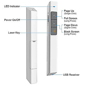 NORWII N26 Wireless Presenter with Laser Pointer 300 FT, 2.4GHz Presentation Clicker for Powerpoint Presentation, PPT Powerpoint Clicker for Presentation Remote Google Slide Clicker