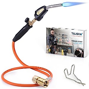 TAUSOM Propane Torch Hose Kit Mapp Gas Torch Heat 2860 ℉ Map Gas Torch Kit Trigger Start & Flame Adjustment, Soldering Welding Torch Fuel by MAPP, Map/Pro,Propane(Includes Cylinder Clip)