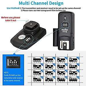 Godox CT-16 Wireless Radio Flash Trigger Receiver Kit,Fit Compatible for Canon Nikon Pentax DSLR Camera Studio 3-in-1 Flash Transmitter and Receiver