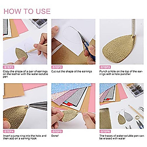 SGHUO 30pcs Leather Earring Making Kit Include 4 Kinds of Faux Leather Sheet and Tools for Earrings Craft Making Supplies