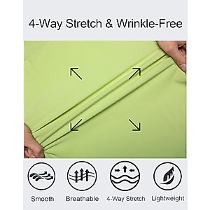 Hi-Tie Mens Dress Shirts 4 Way Stretch Long Sleeve Dress Shirts for Men Button Down Wrinkle Free Casual Formal Shirt,Army Green, Large