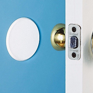 Wideskall® White Round Door Knob Wall Shield Self Adhesive Protector (3" inch Standard Size, 10.00, Count)