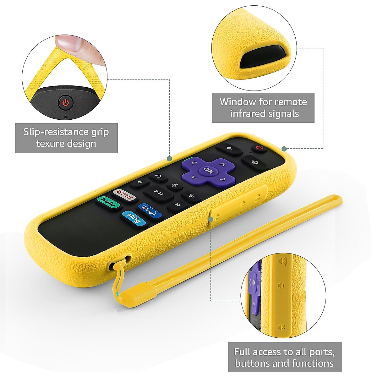 Wevove 3Pack Remote Cover for Roku, Remote case Compatible with Roku Voice Remote Official, Silicone Protective Controller Universal Sleeve Glow in The Dark(Glow White&Yellow&Blue)