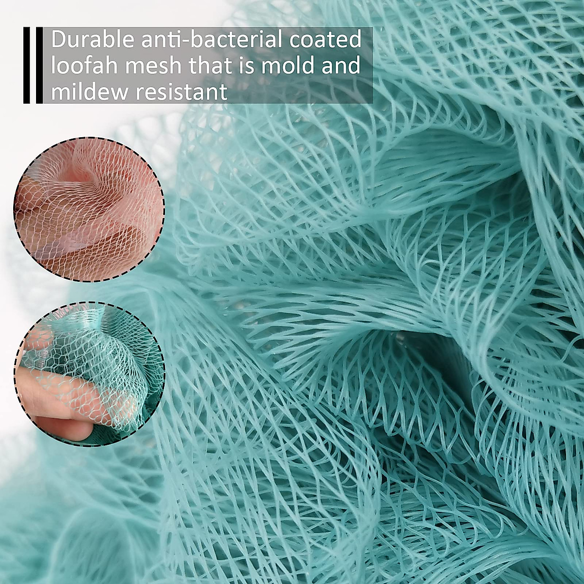 WOBEVB Back Scrubber for Shower, Back Brush Long Handle for Shower, Soft Nylon Mesh Sponge for Shower, Loofah On a Stick for Men Women, Exfoliating Scrub Cleaning Luffa for Elderly