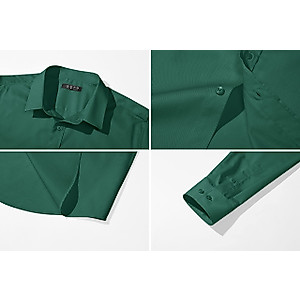 MAGCOMSEN Mens Dress Shirts Long Sleeve Button Down Shirt Lightweight Formal Shirts Business Casual Shirt Green,XL