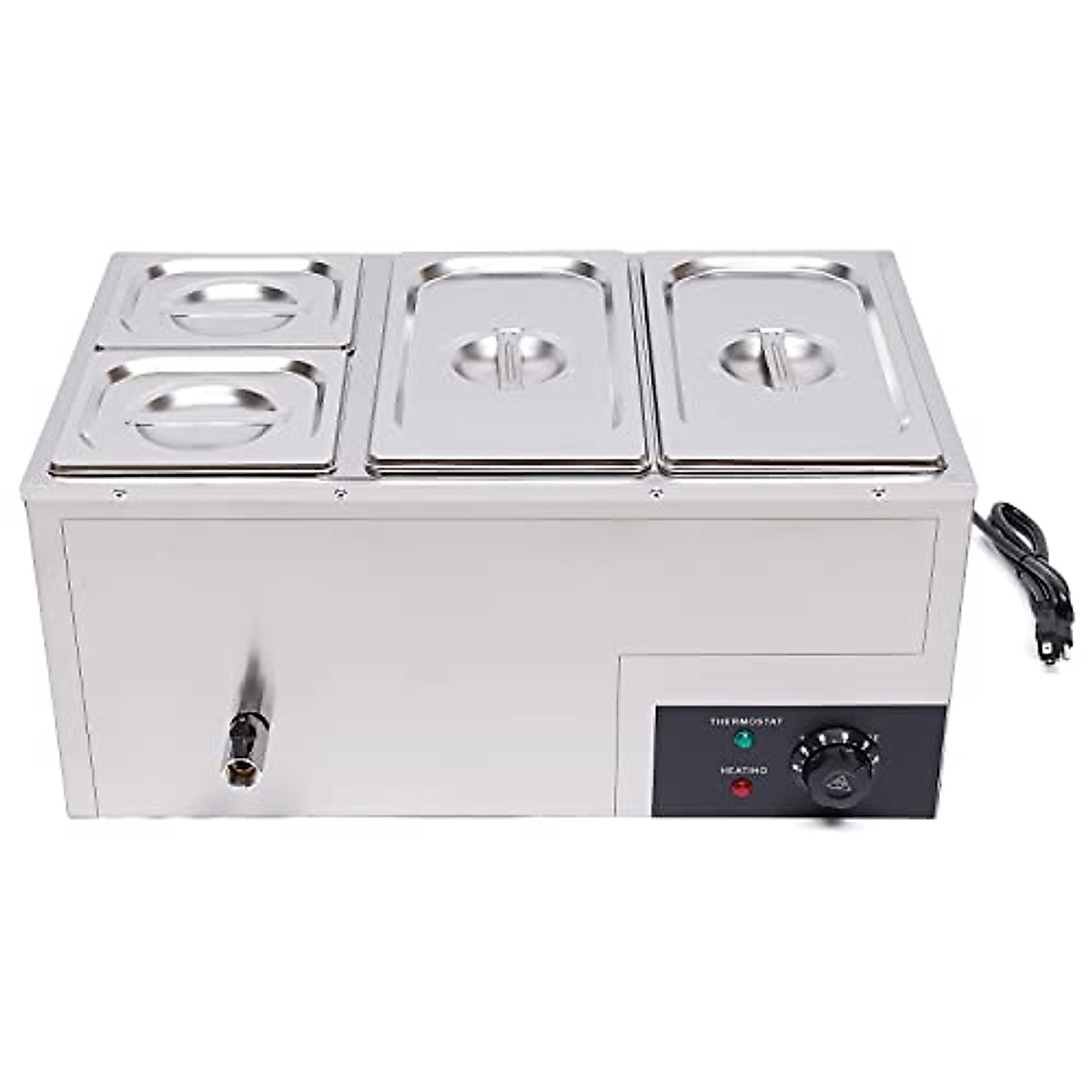 Leblett 110V Commercial Buffet Food Warmer,Large Capacity 4-Pan Stainless Steel 850W Electric Countertop Steam Table with Temperature Control for Catering and Restaurants Use