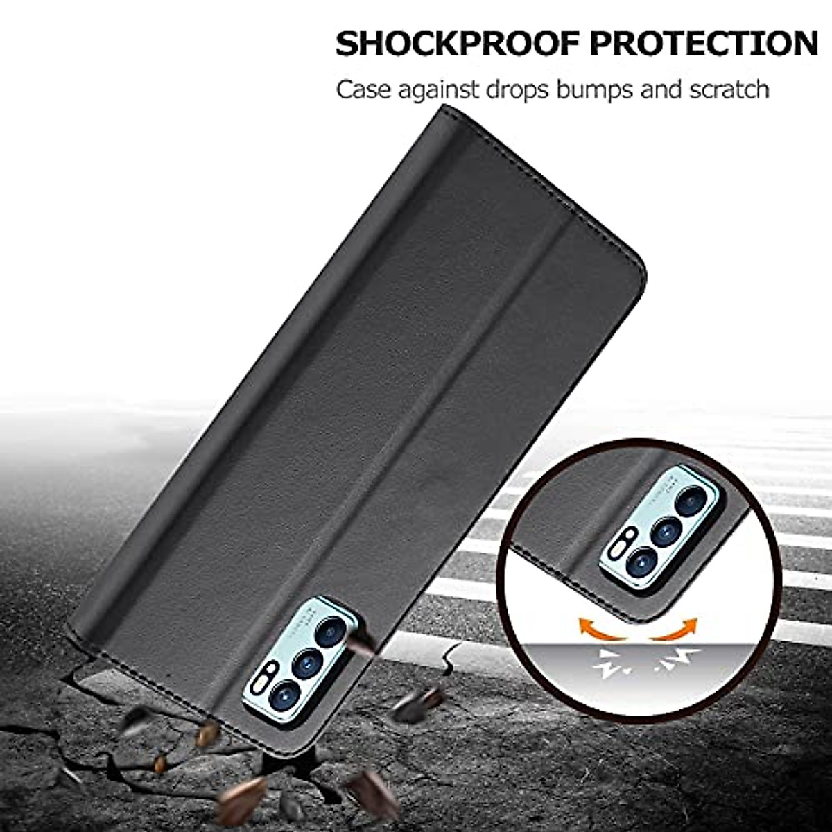 Phone flip case, card slot, cash pocket Compatible with OPPO Reno 6Pro 5G PU Leather Wallet Case,with Card Slot [Stand Feature] Magnetic Closure Protective TPU Shockproof Flip Cover Case Mobile flip c