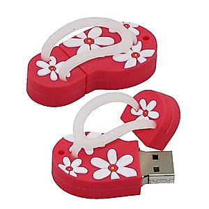8GB Flip Flop Shape USB Stick USB 2.0 Memory Stick Flash Drive PenDrive Thumb Drive U Disk Data Storage USB Flash Disk with Chain (Red)